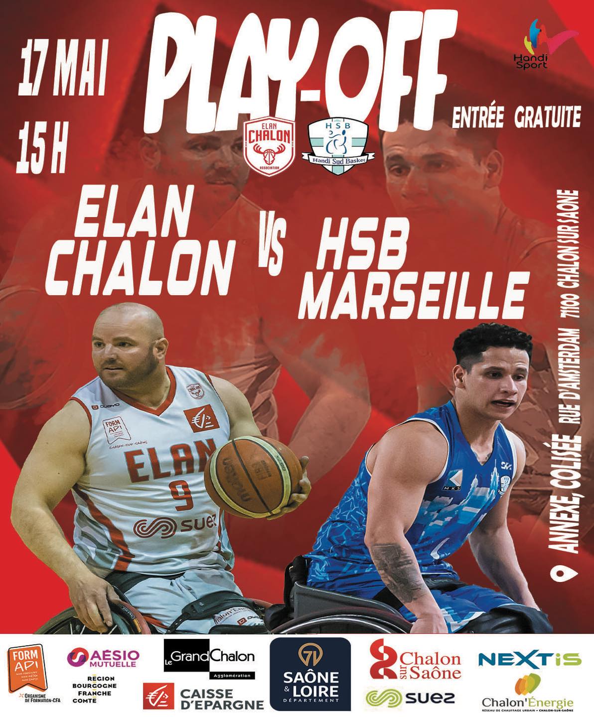 BASKET FAUTEUIL ELAN CHALON - MARSEILLE ce samedi à l'annexe du Colisée ...