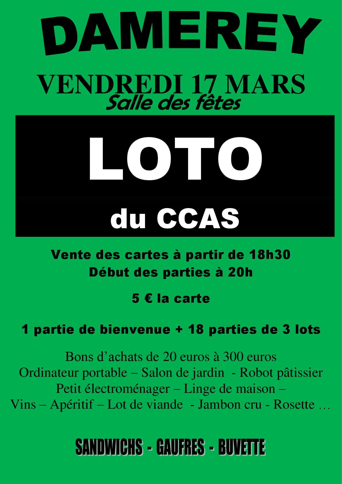 Le CCAS de Damerey vous attend pour son loto de printemps - info-chalon ...