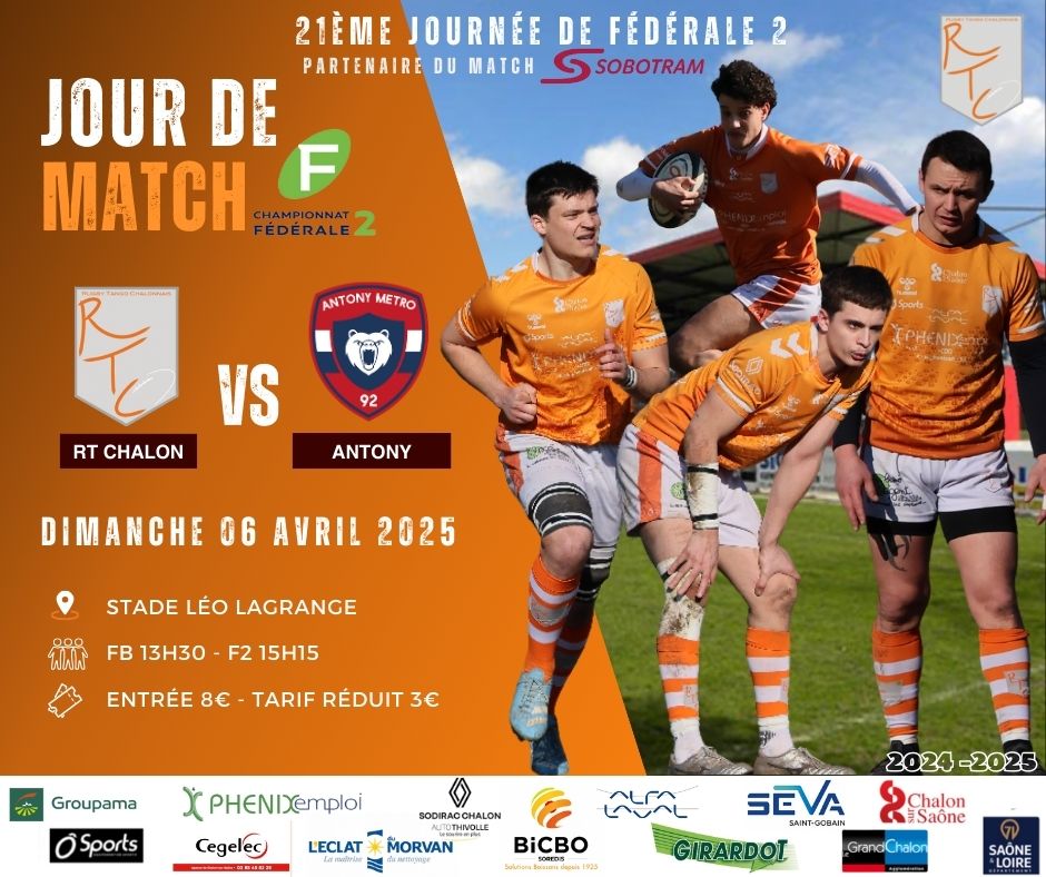 Dimanche 6 avril à 15 heures 15, 21ème journée de Fédérale 2 : Chalon ...