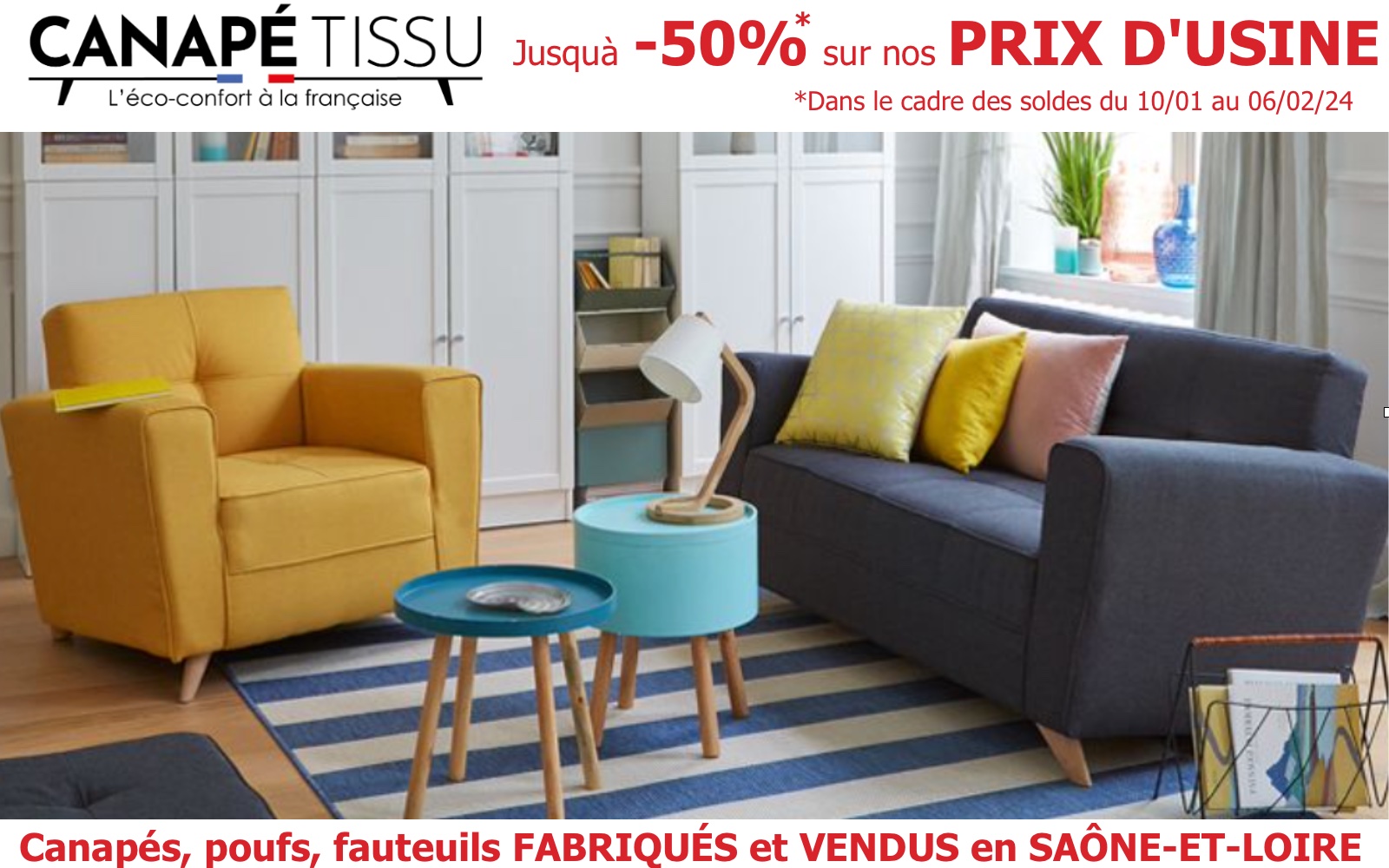 Les soldes en mieux chez CANAPÉ TISSU votre fabricant de canapés, poufs ...